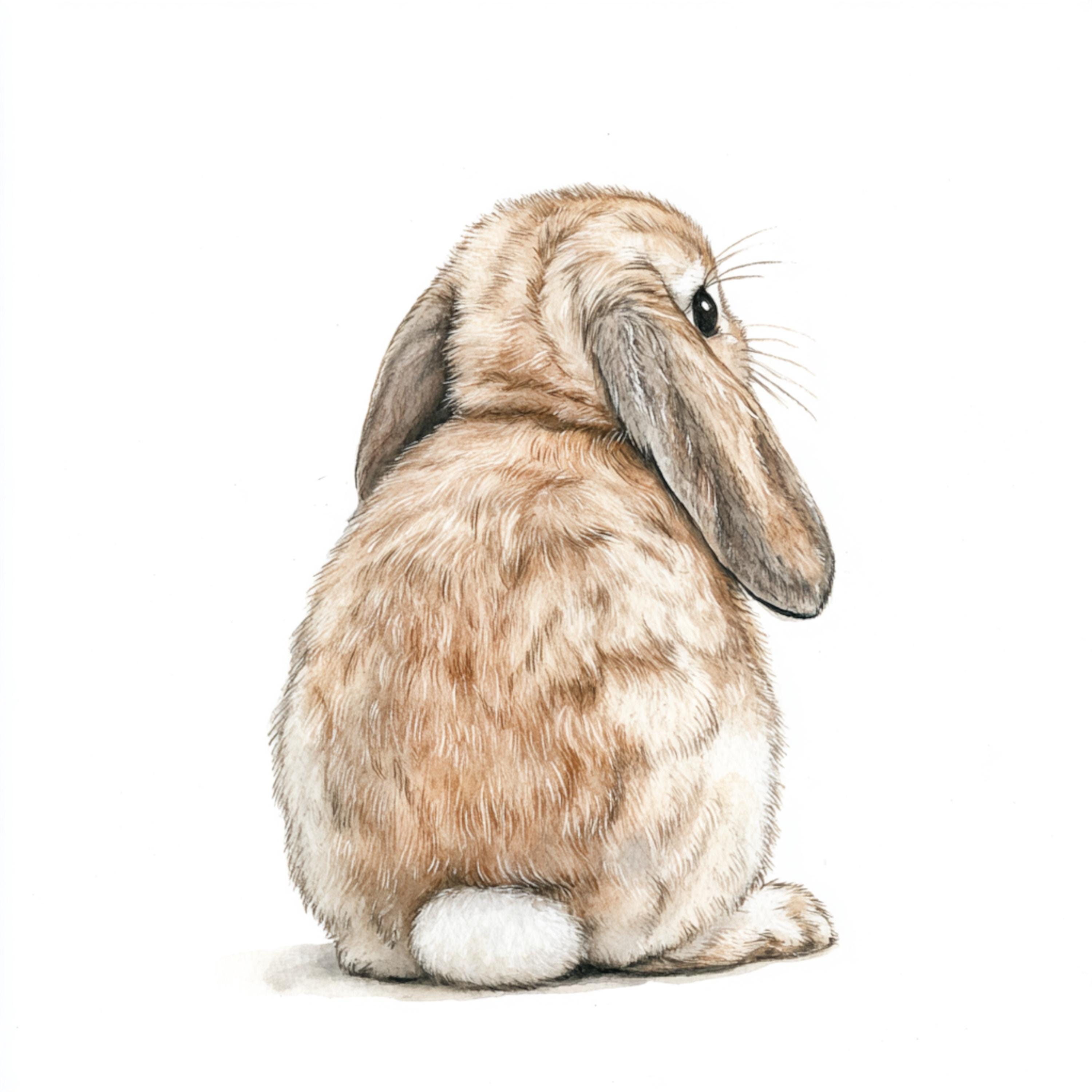 10 Printable Cute Rabbit Butt Clipart, Watercolor Art, Funny Rabbit ...