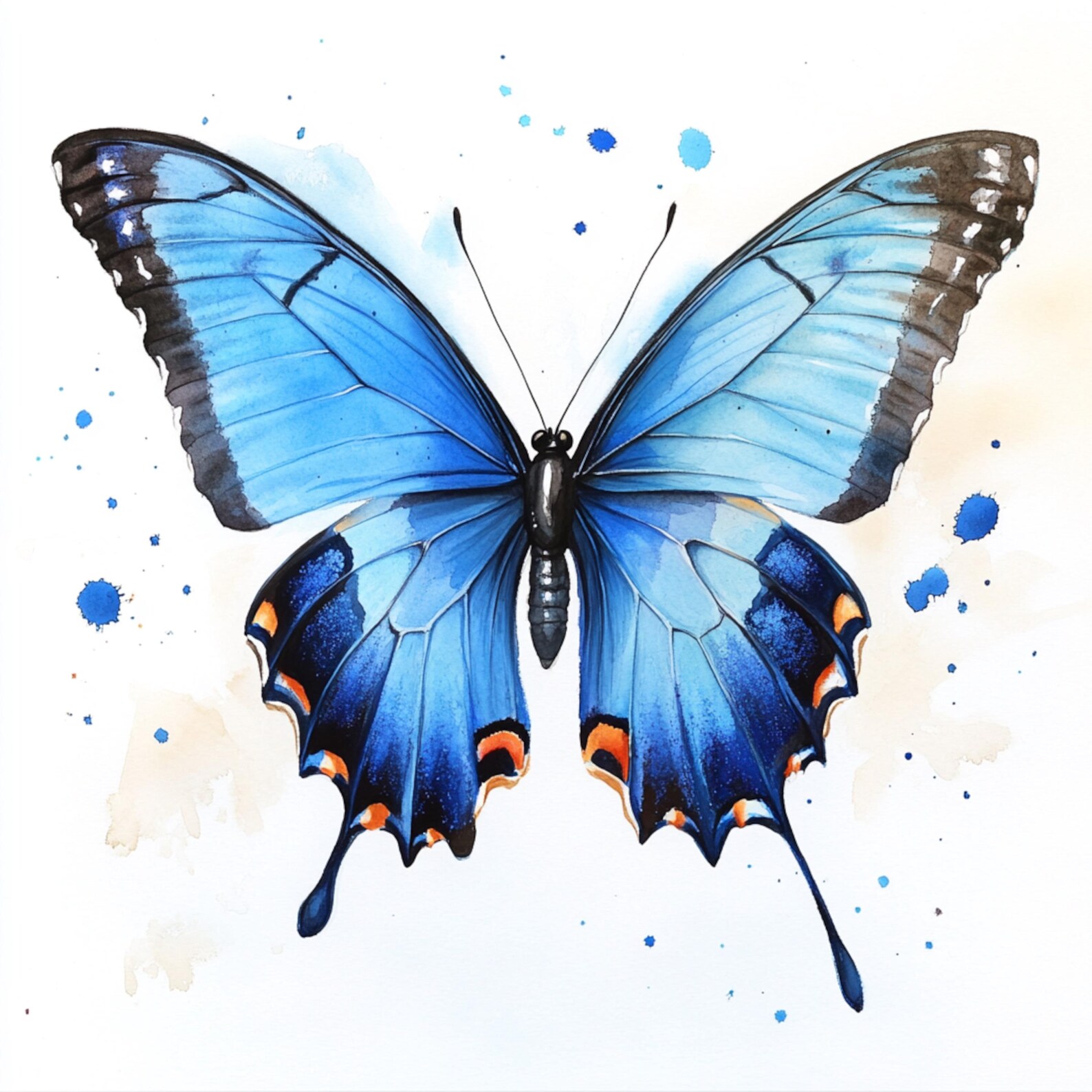 Printable Blue Butterfly, Ulysses Butterfly on White Bachground ...