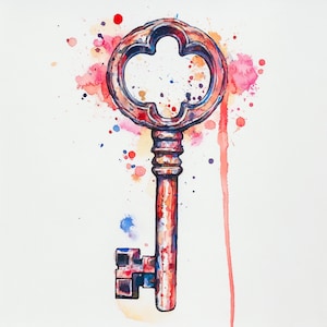 10 Printable Key, Watercolor Key, Faify Key Print, High Quality Jpgs ...