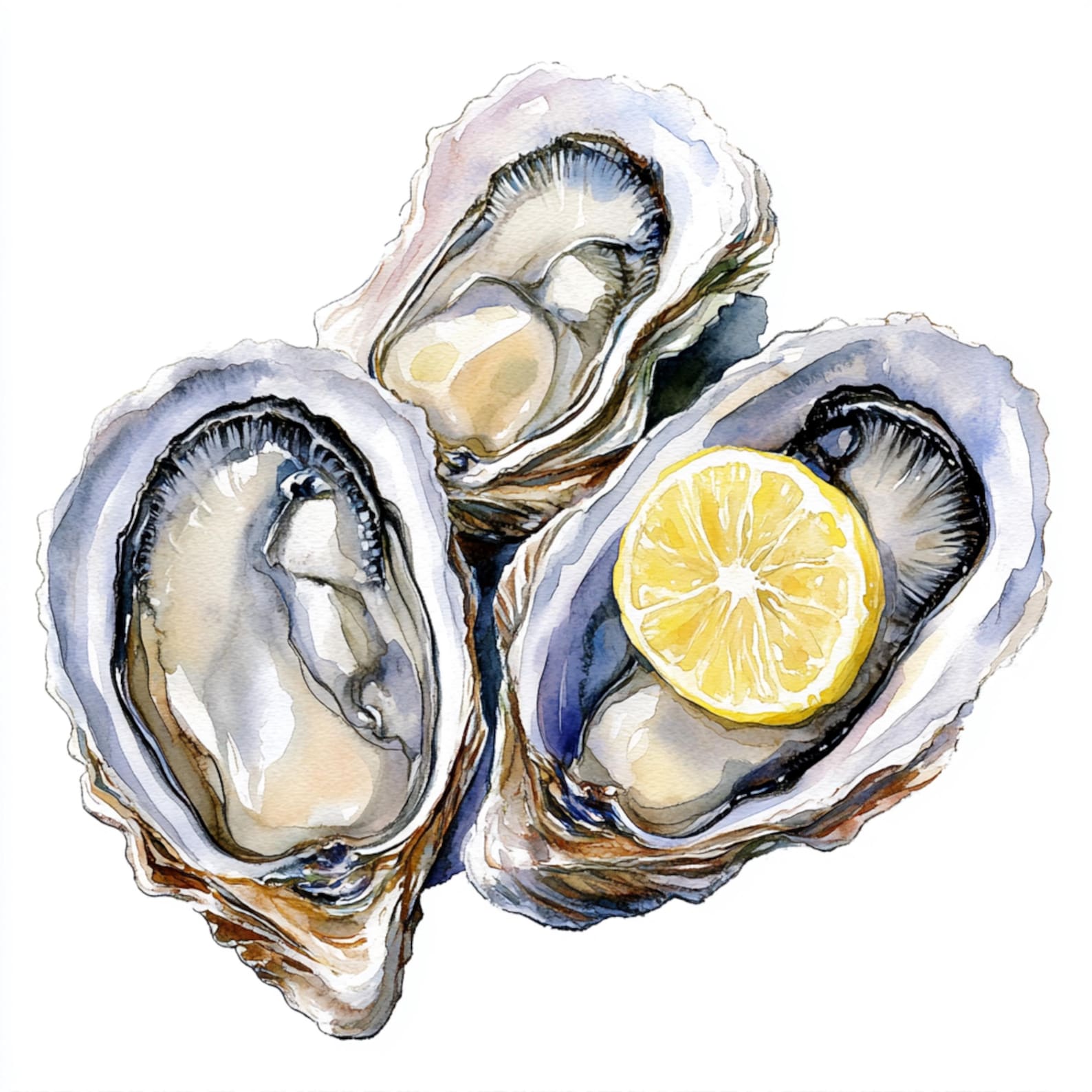 Printable Oyster Clipart, Oyster Watercolor, Nautical Clip Art ...