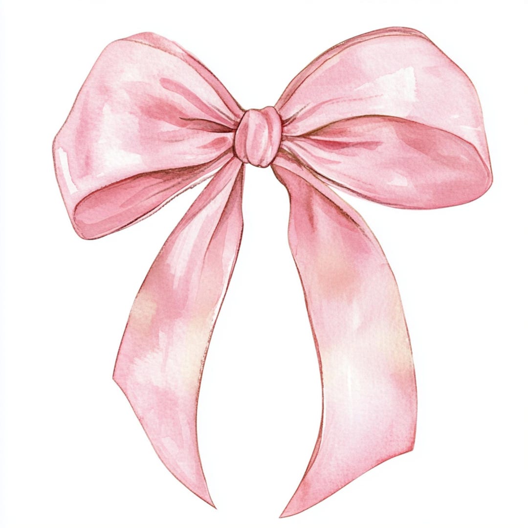 10 Printable Pink Bows, Watercolor Bows Clip Art, Printable Jpgs, Bows ...