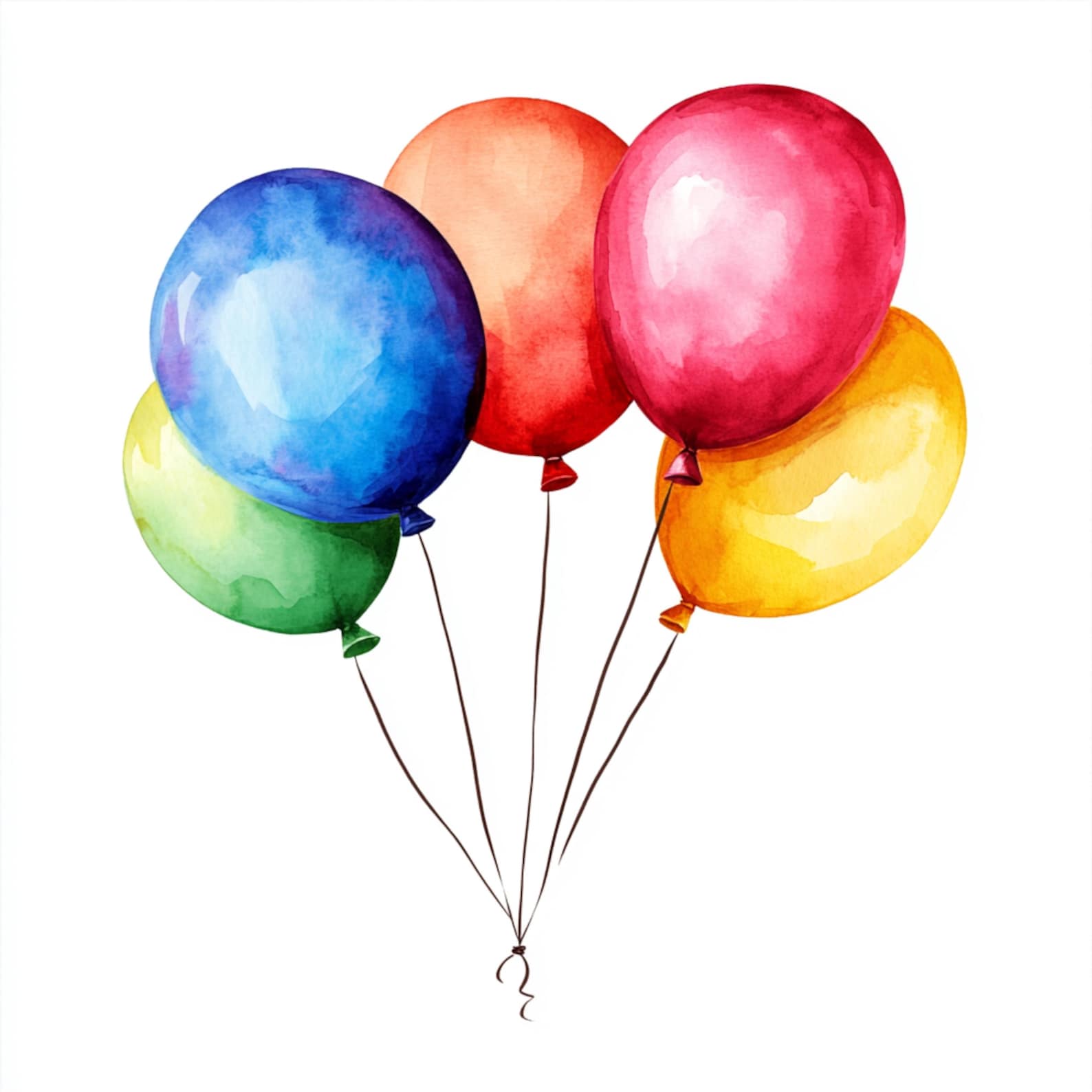 Printable Colorfull Balloons, Watercolor Party Ballons, Printable Jpgs ...