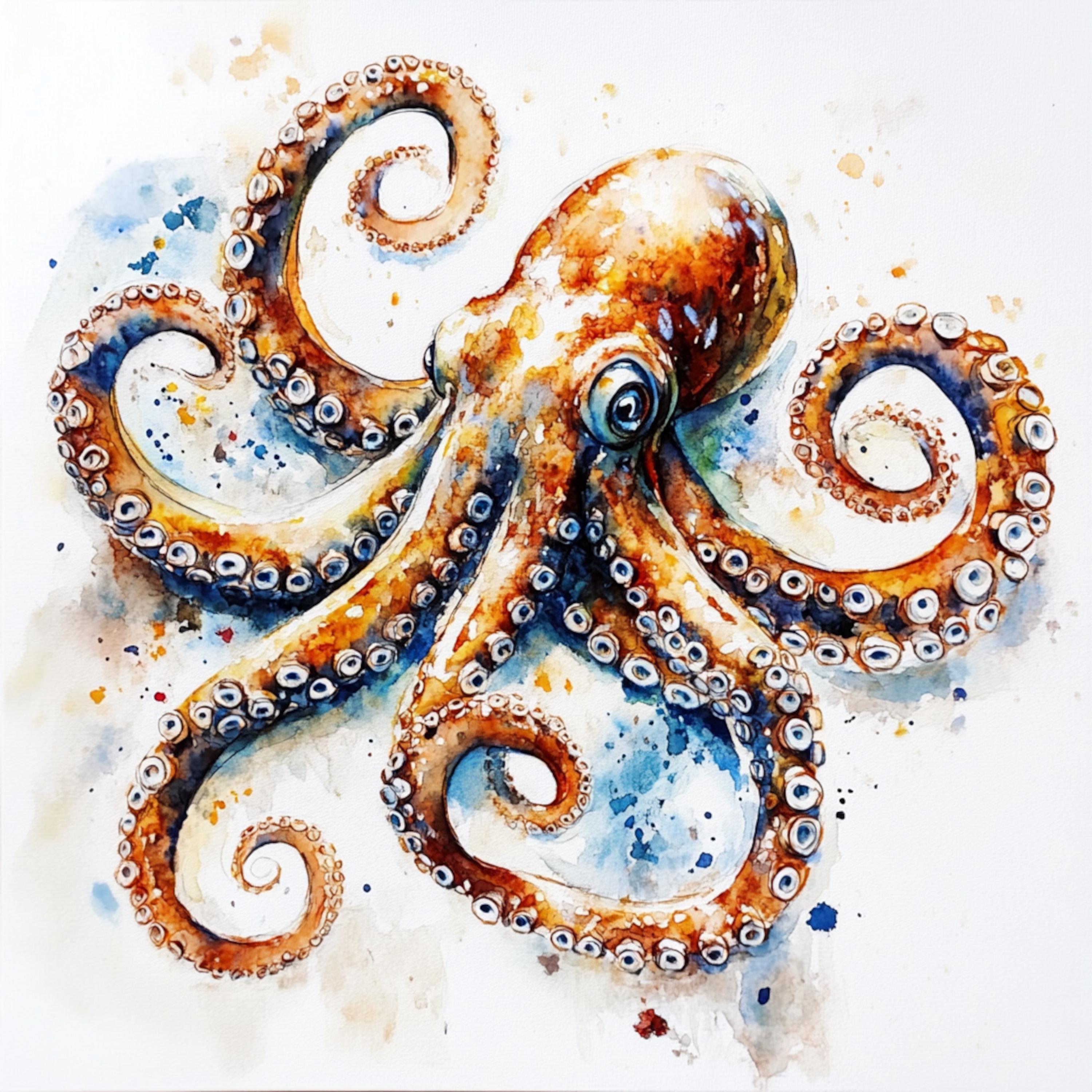 Printable Octopus Clipart, Octopus Watercolor, Nautical Clip Art ...