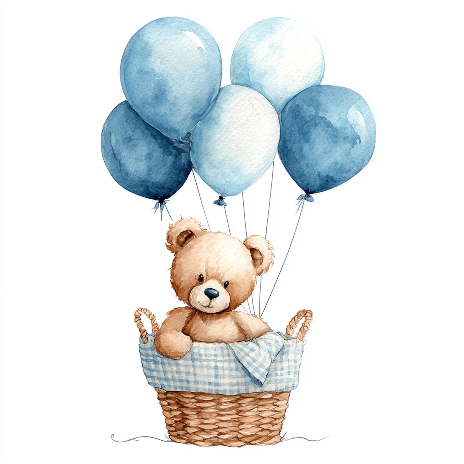 12 Printable Blue Balloons, Watercolor Party, Celebration Decor, Blue ...