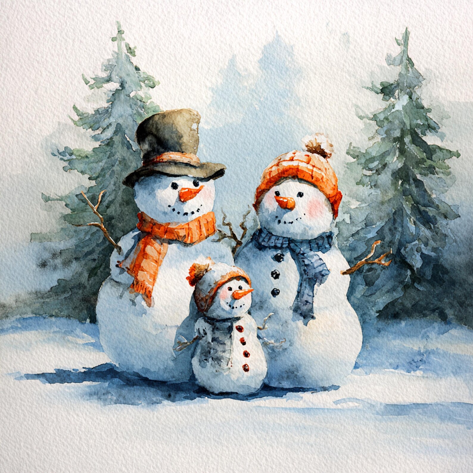 13 Printable Snowmen Family, Family of Snowman Art, Printable ...