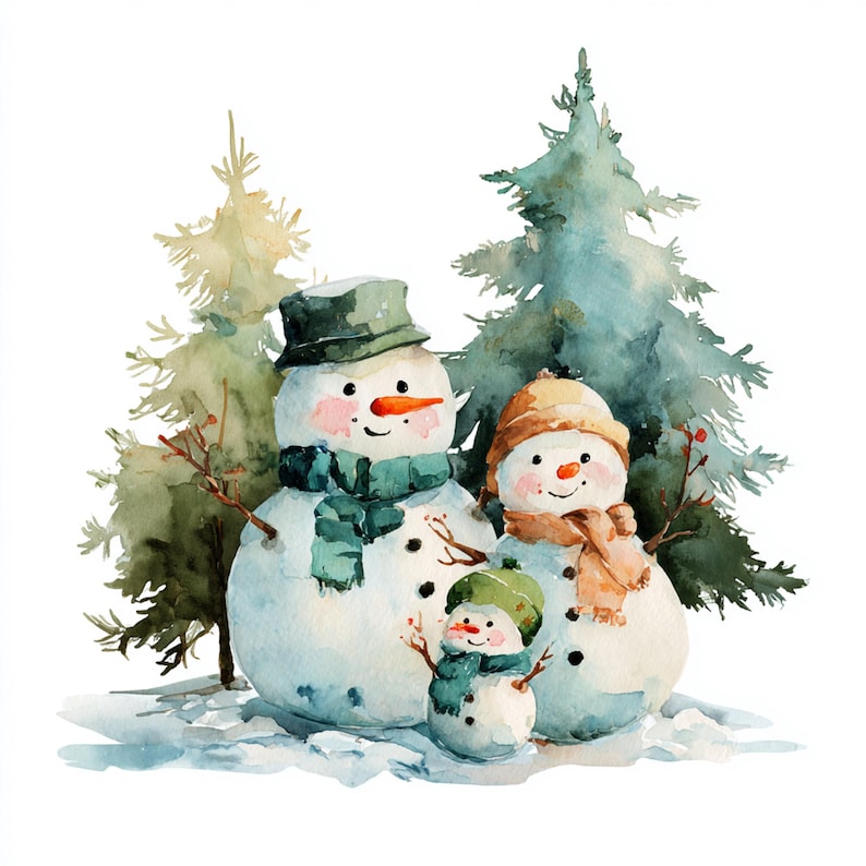 13 Printable Snowmen Family, Family of Snowman Art, Printable ...