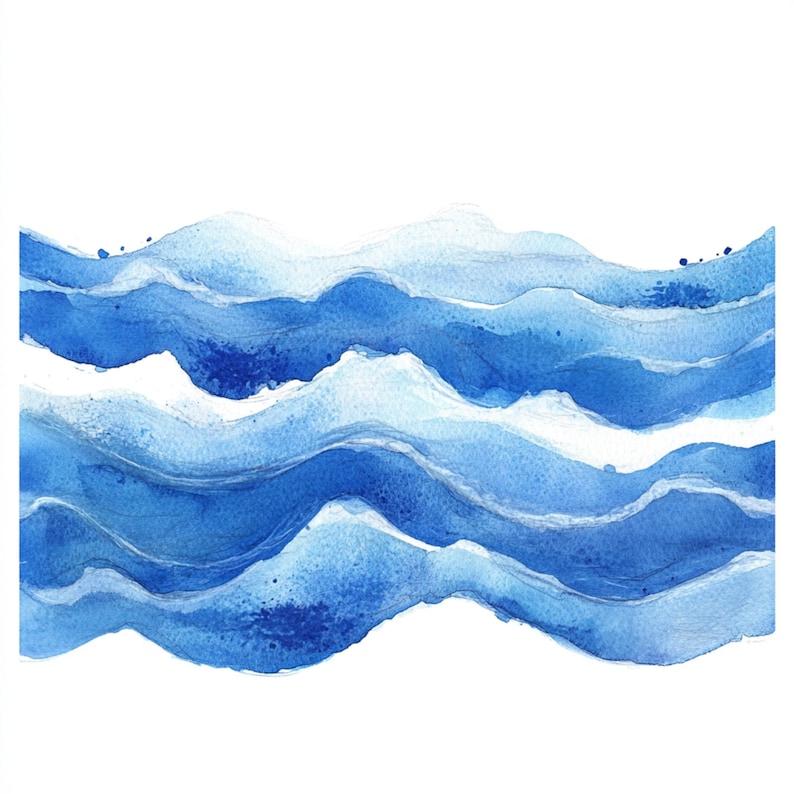 10 Printable Waves Art, Watercolor Sea Waves, Cartoon Waves Clipart ...