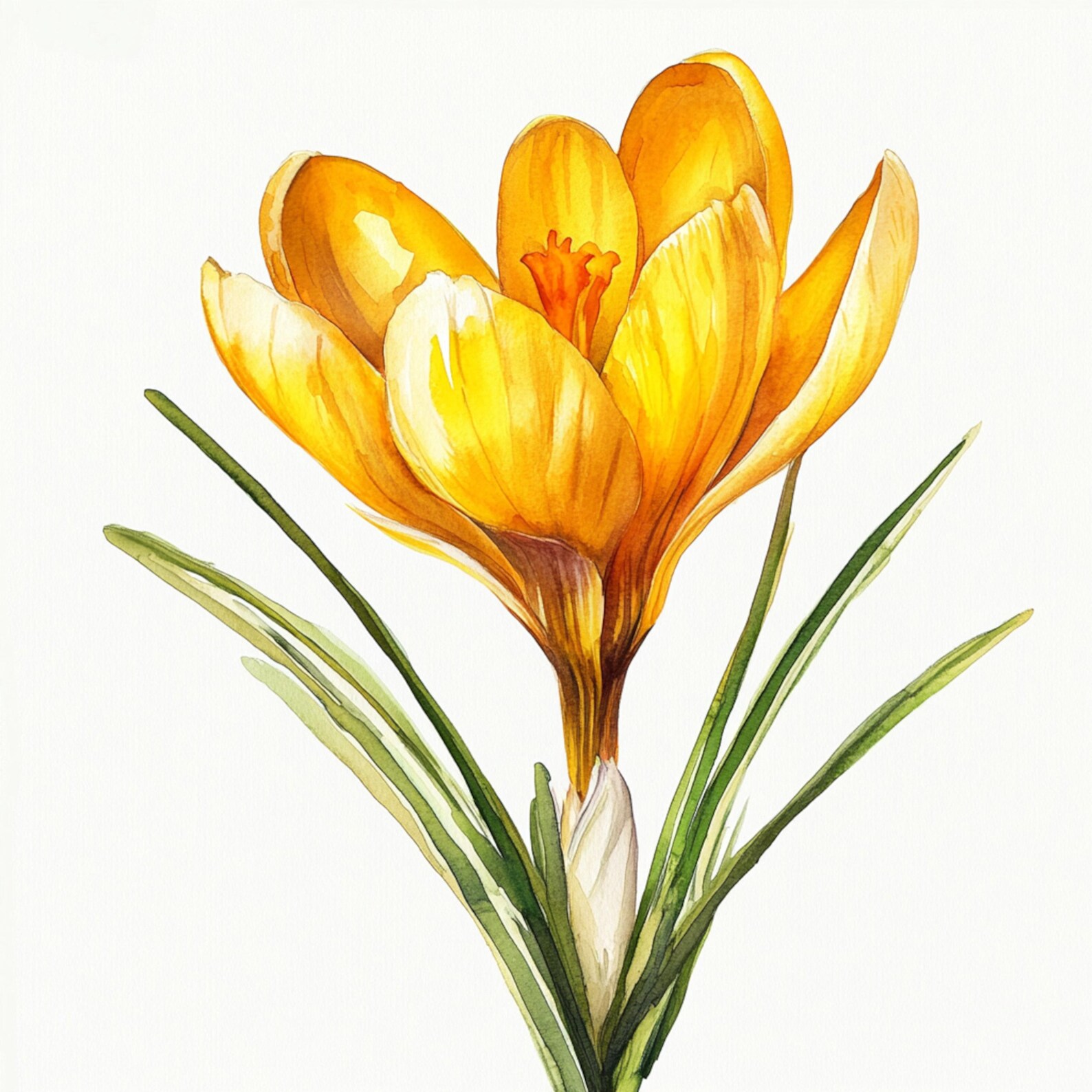Printable Yellow Crocus Flower Decor, Crocuses Watercolor Images ...