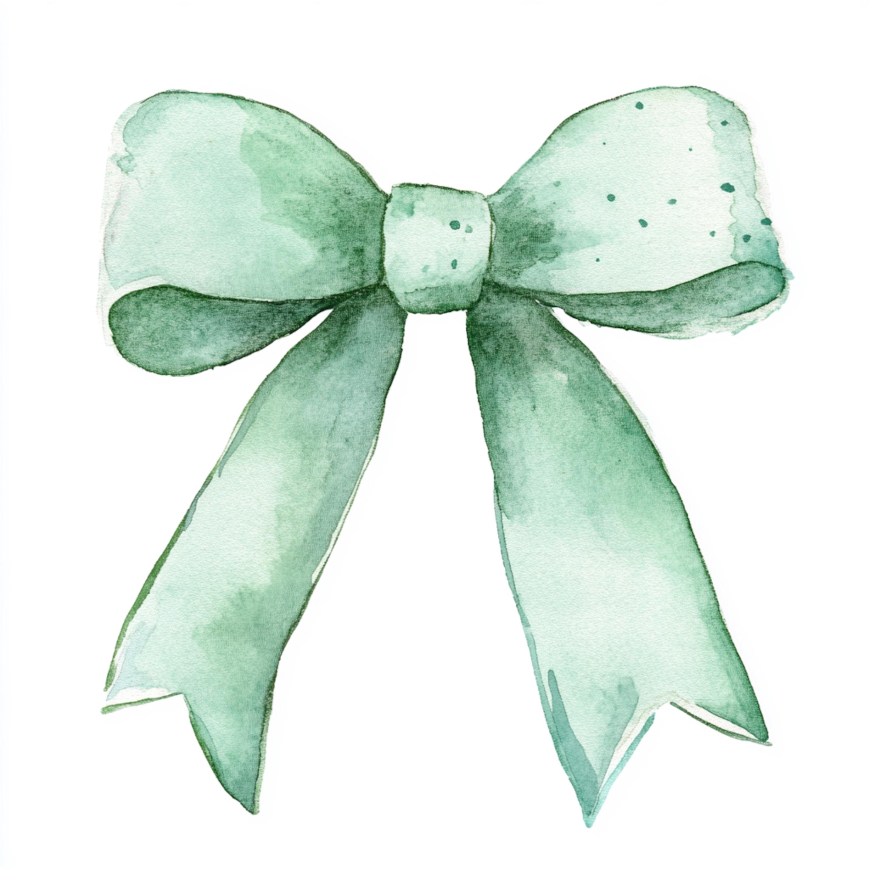 10 Printable Green Bows, Watercolor Bows Clip Art, Printable Jpgs ...