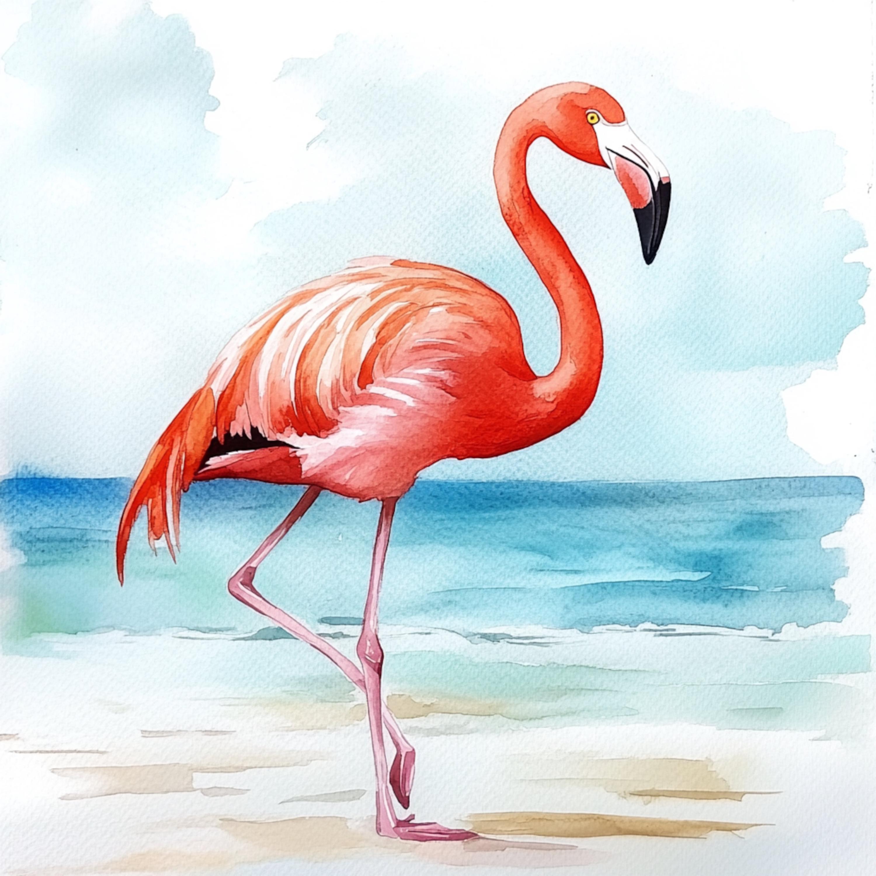 10 Printable Flamingos, Watercolor Flamingo, Big Birds, Realistic ...