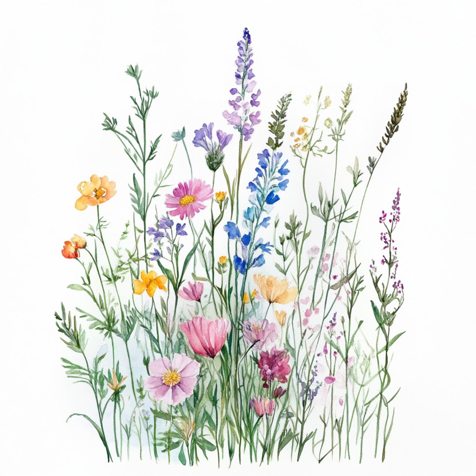 10 Printable Wildflowers Decor, Watercolor Flowers, Wildflower ...