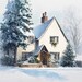 12 Printable Christmas Cottages, Christmas Card, House, Watercolor ...