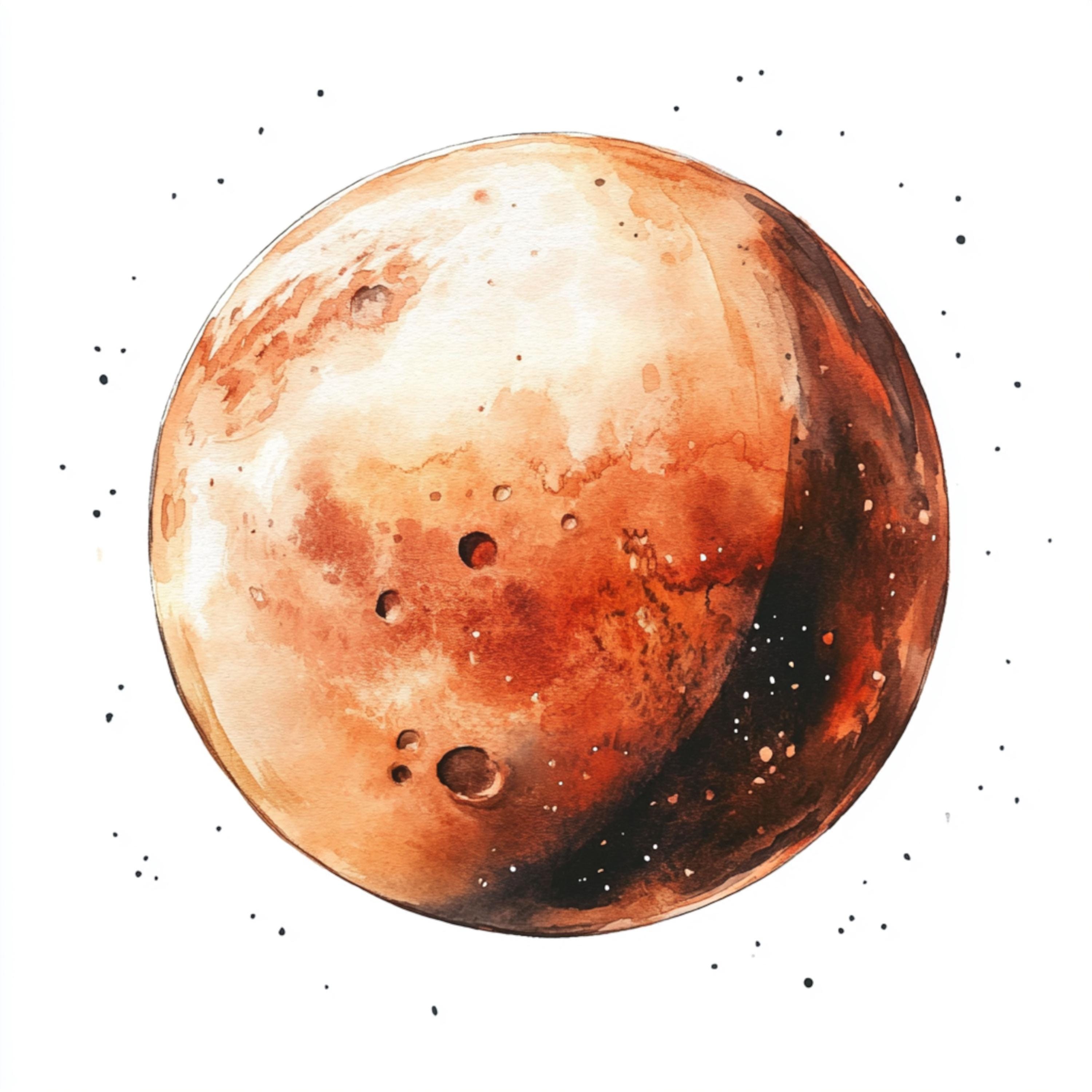 10 Printable Mars Art, Watercolor Mars, Mars Planet Clipart, Printable ...