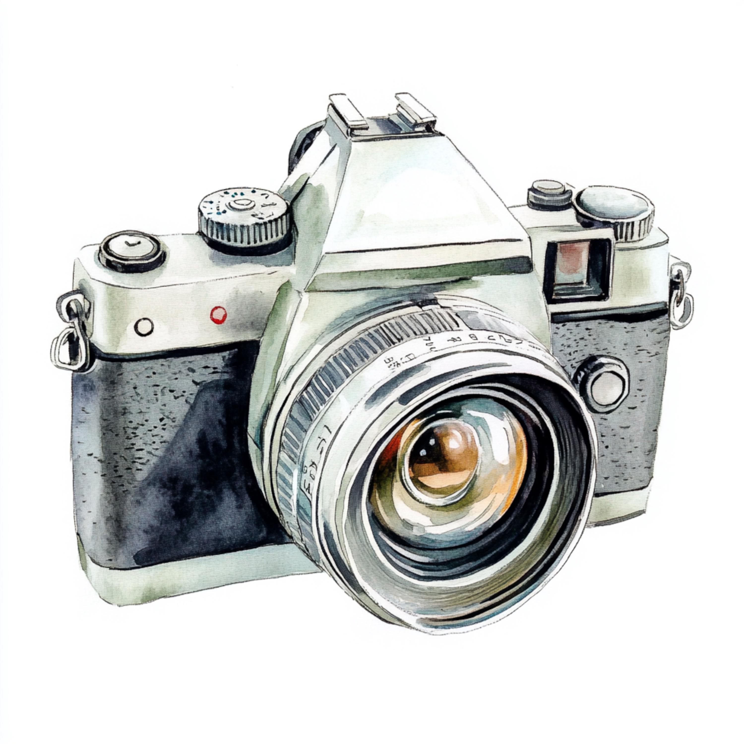 10 Printable Camera, Watercolor Photo Camera, Camera Print, Greetting ...