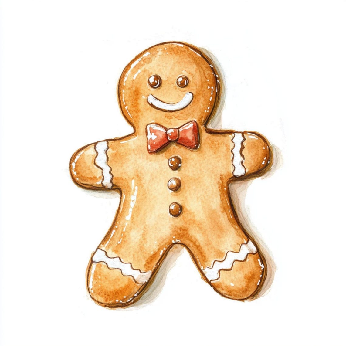 10 Printable Gingerbread Cookies, Watercolor Images, Digital Paper ...