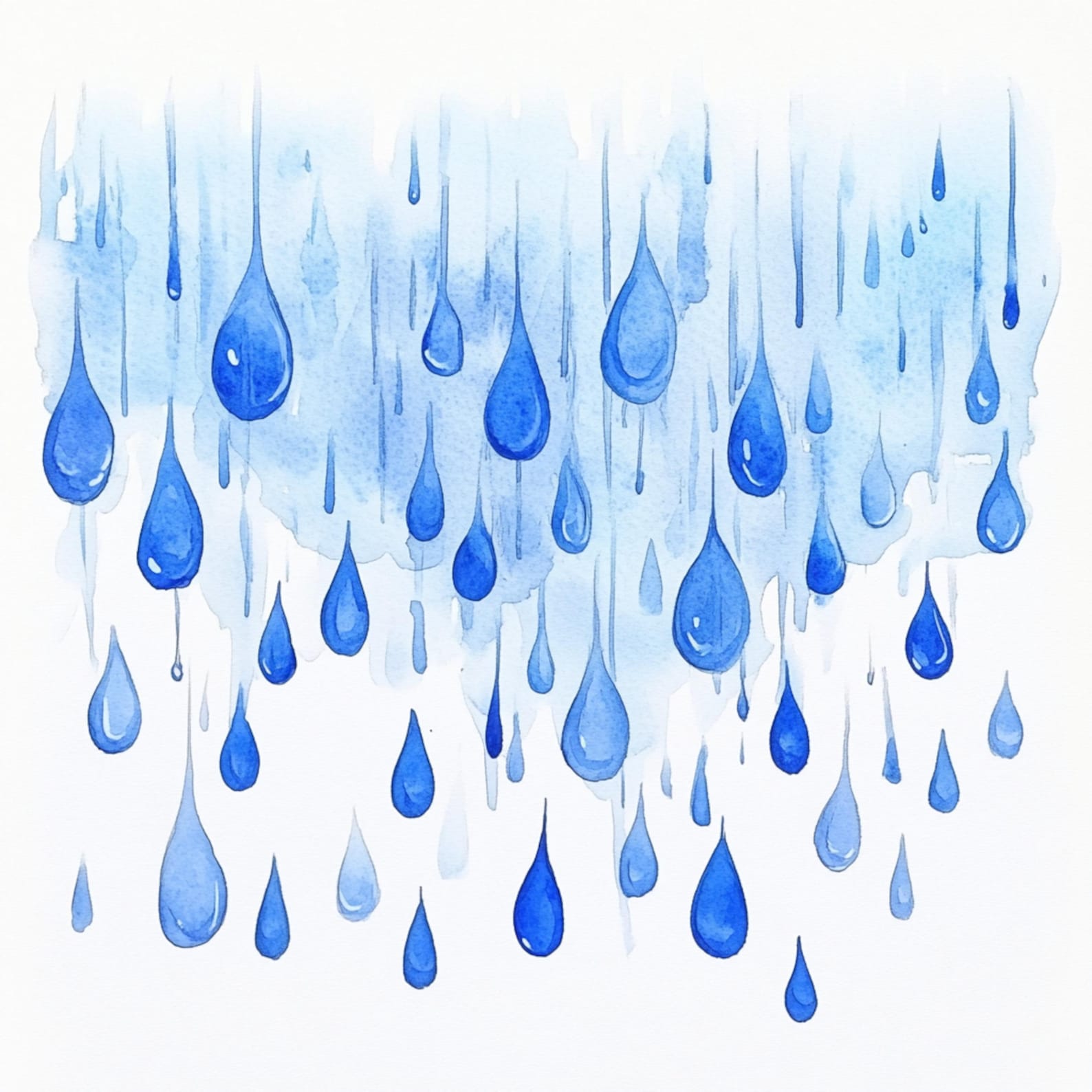 10 Printable Rain Drops Art, Watercolor Rain, Cartoon Rain Drops ...