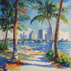 10 Printable Miami Beach, Coast Landscape Art, Florida Art, Miami Ocean ...
