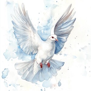 10 Printable White Dove, Peace Dove, Printable Watercolor Clipart ...