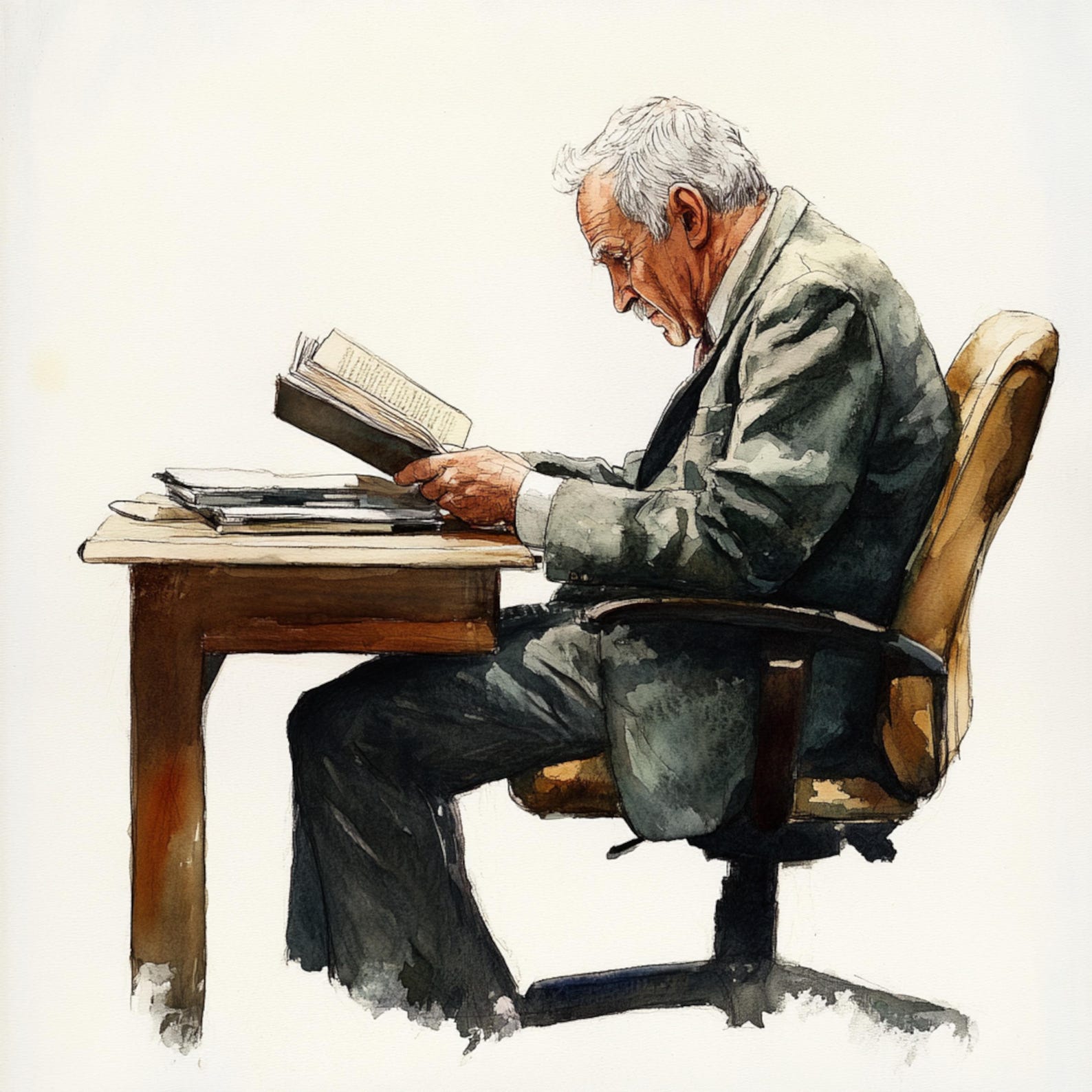 Printable Elderly Reading Man, Elderly Man Sitting With Book ...