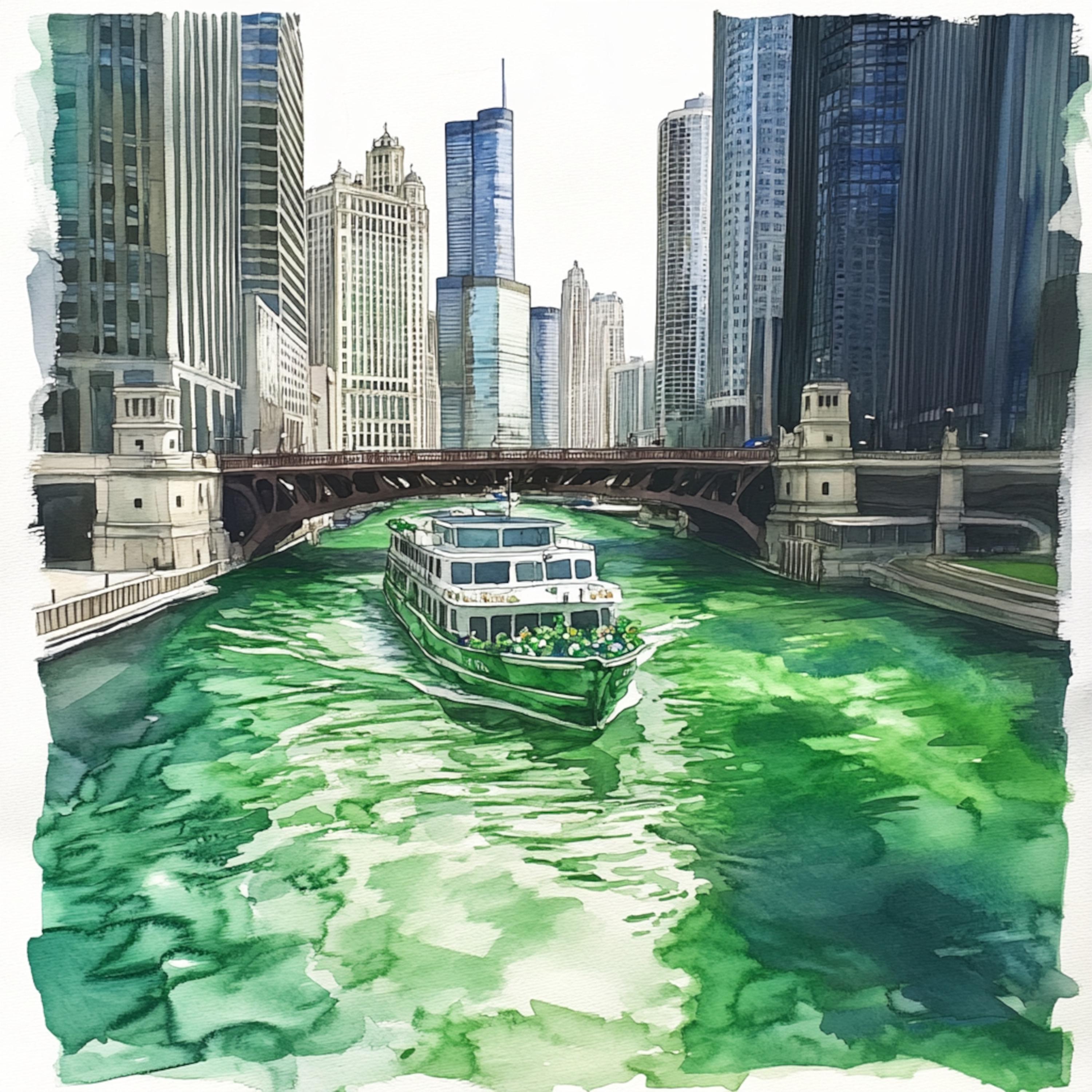 10 St. Patrick's Day Chicago Card, Green Chicago, Chicago River Dyeing ...