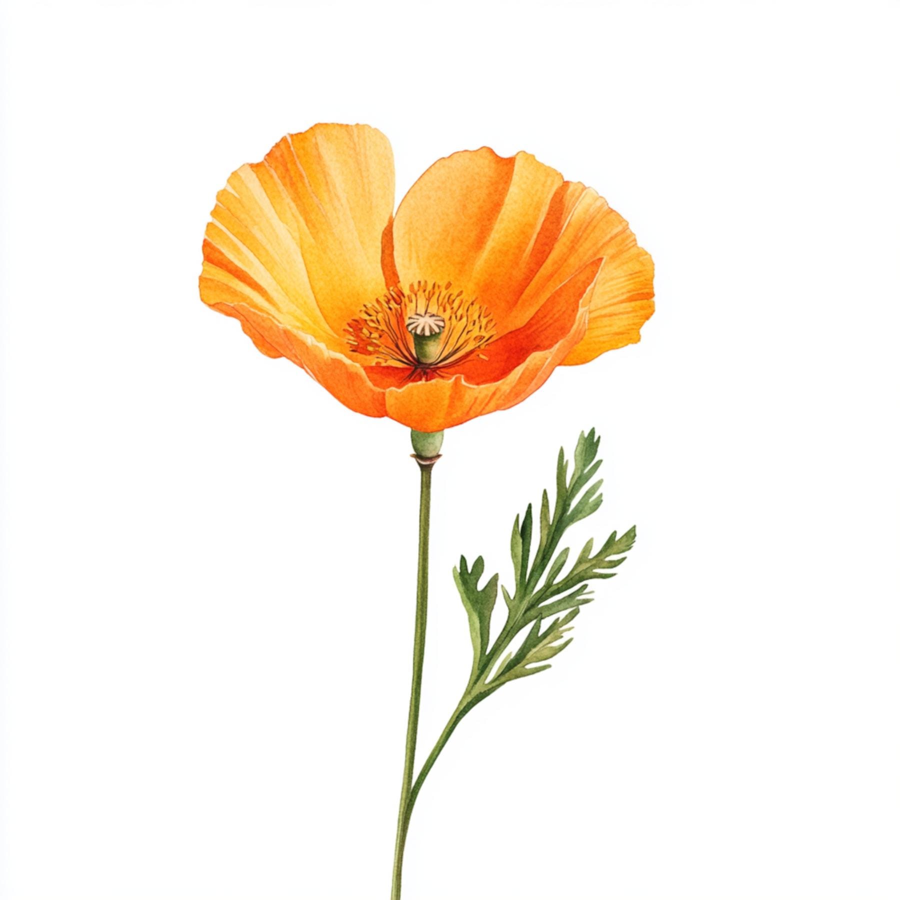Printable California Poppy Decor, Watercolor Images, Orange Poppies ...