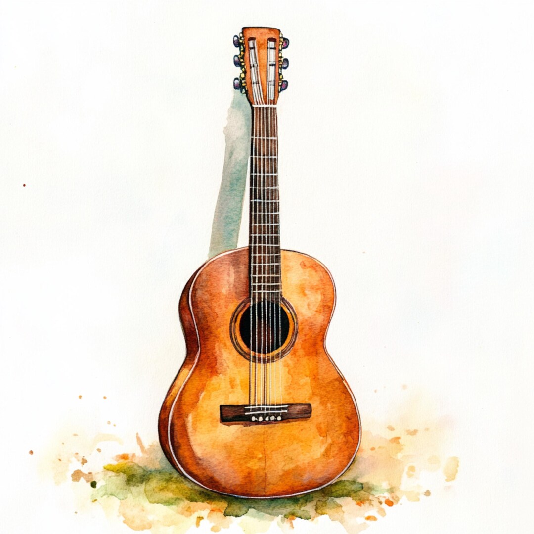 10 Printable Guitar Clipart, Guitar Watercolor, Education Clip Art ...