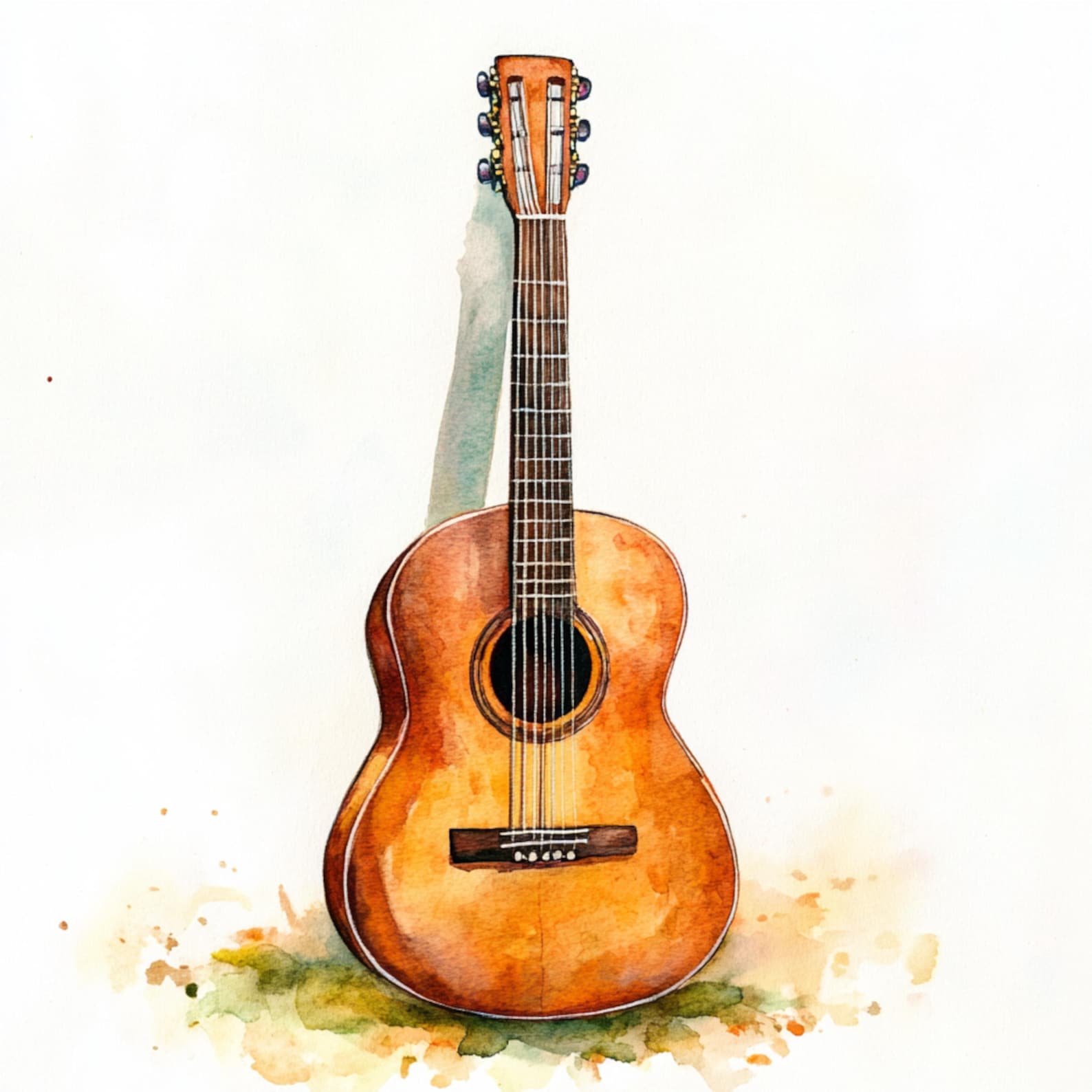 10 Printable Guitar Clipart, Guitar Watercolor, Education Clip Art ...