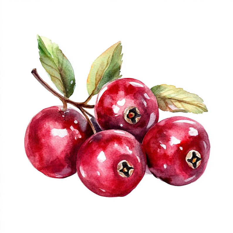 Printable Cranberry Decor, Watercolor Lingonberry, Bog-berry Art, 10 ...
