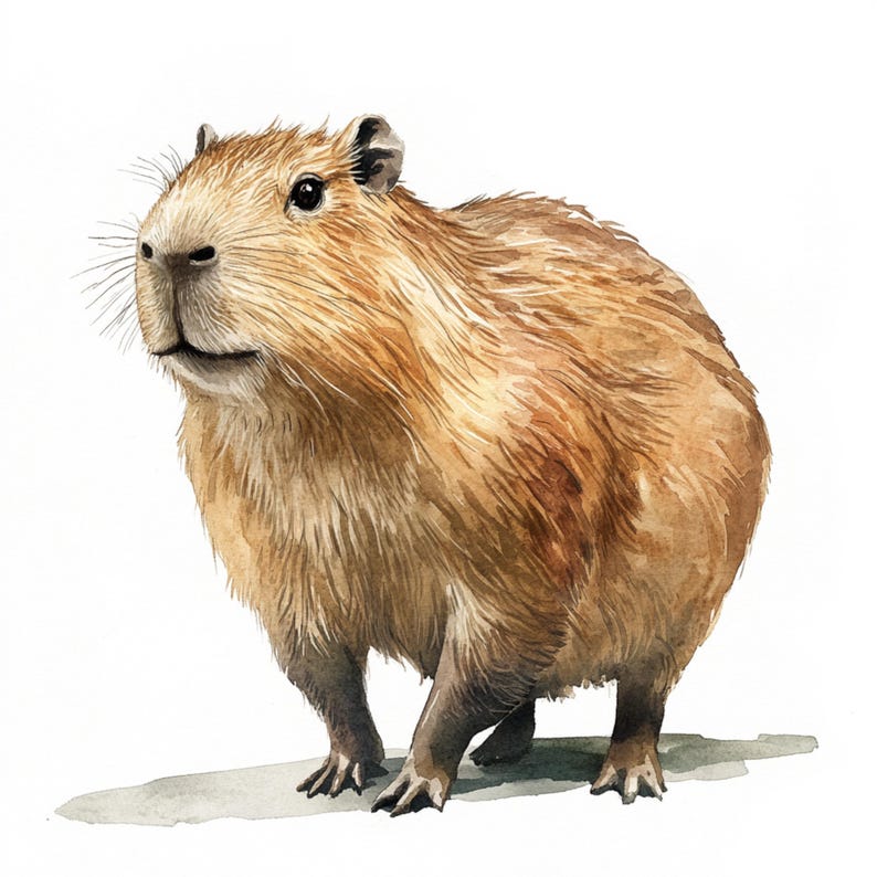 10 Printable Capybara Clipart, Watercolor Art, Capybara Watercolor ...
