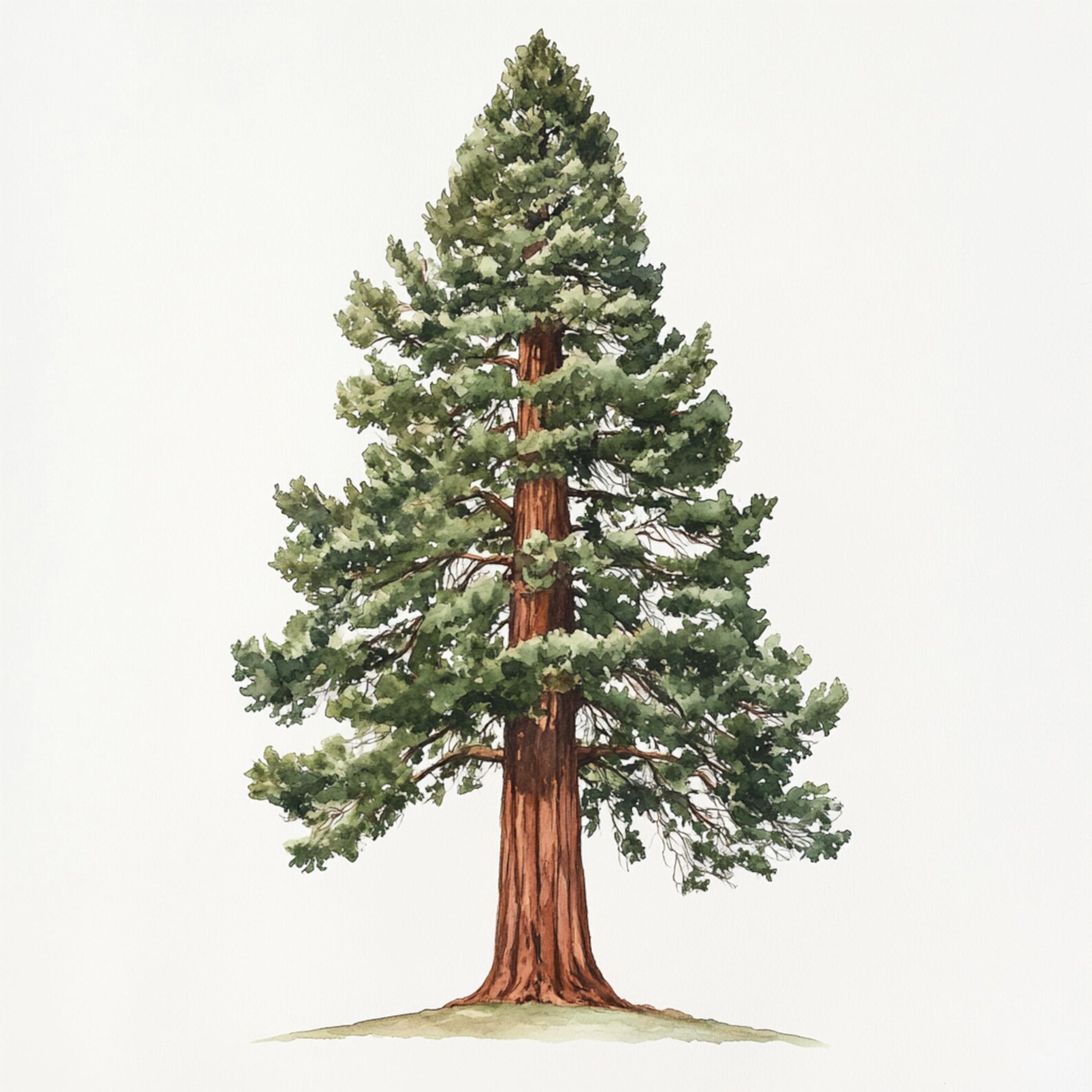 10 Printable Sequoia Tree, Watercolor Tree, Sequoia Tree Art, Green ...