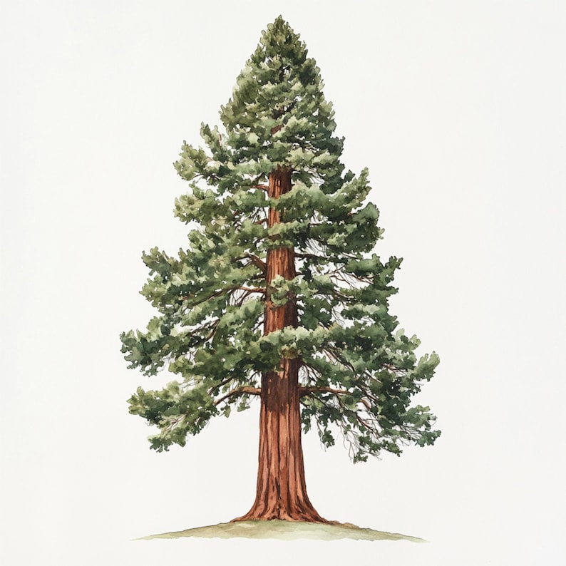 10 Printable Sequoia Tree, Watercolor Tree, Sequoia Tree Art, Green ...