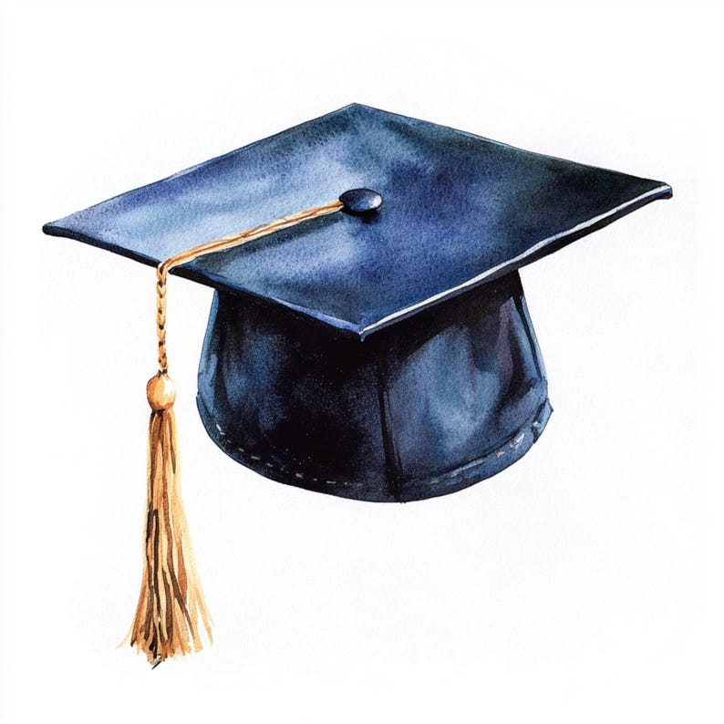 10 Printable Graduation Caps, Watercolor Graduation Hat, Graduation Hat ...