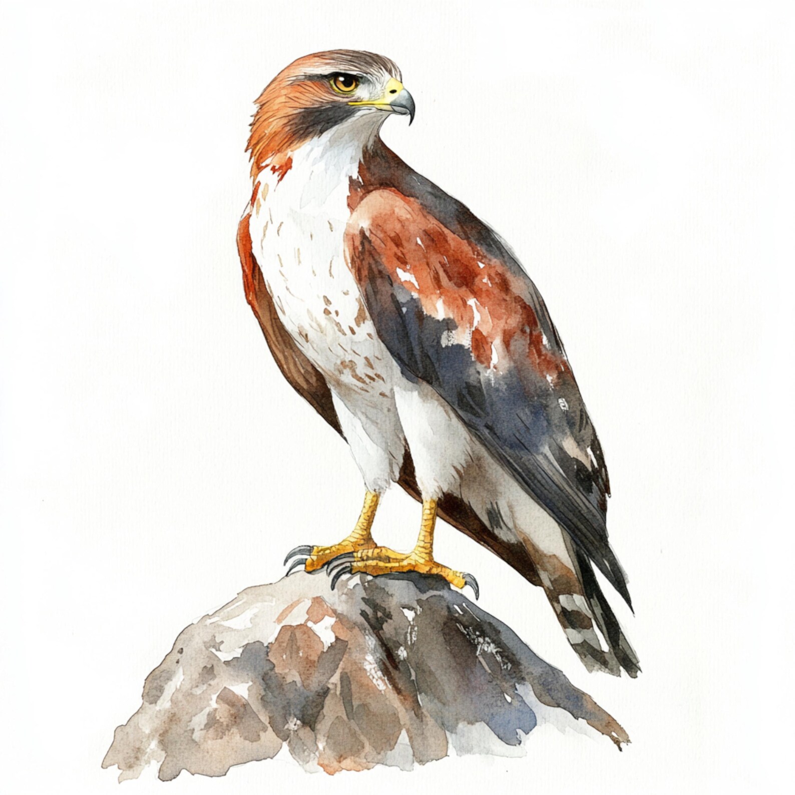 10 Printable Hawk, Watercolor Bird, Hawk on Tree Branch, Hawk Clip Art ...