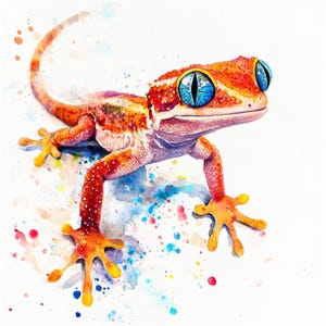 10 Printable Gecko Clipart, Gecko Watercolor, Geckos Print, Printable ...