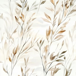 10 Printable Abstract, Botanical Watercolor, Beige Minimalist Art ...
