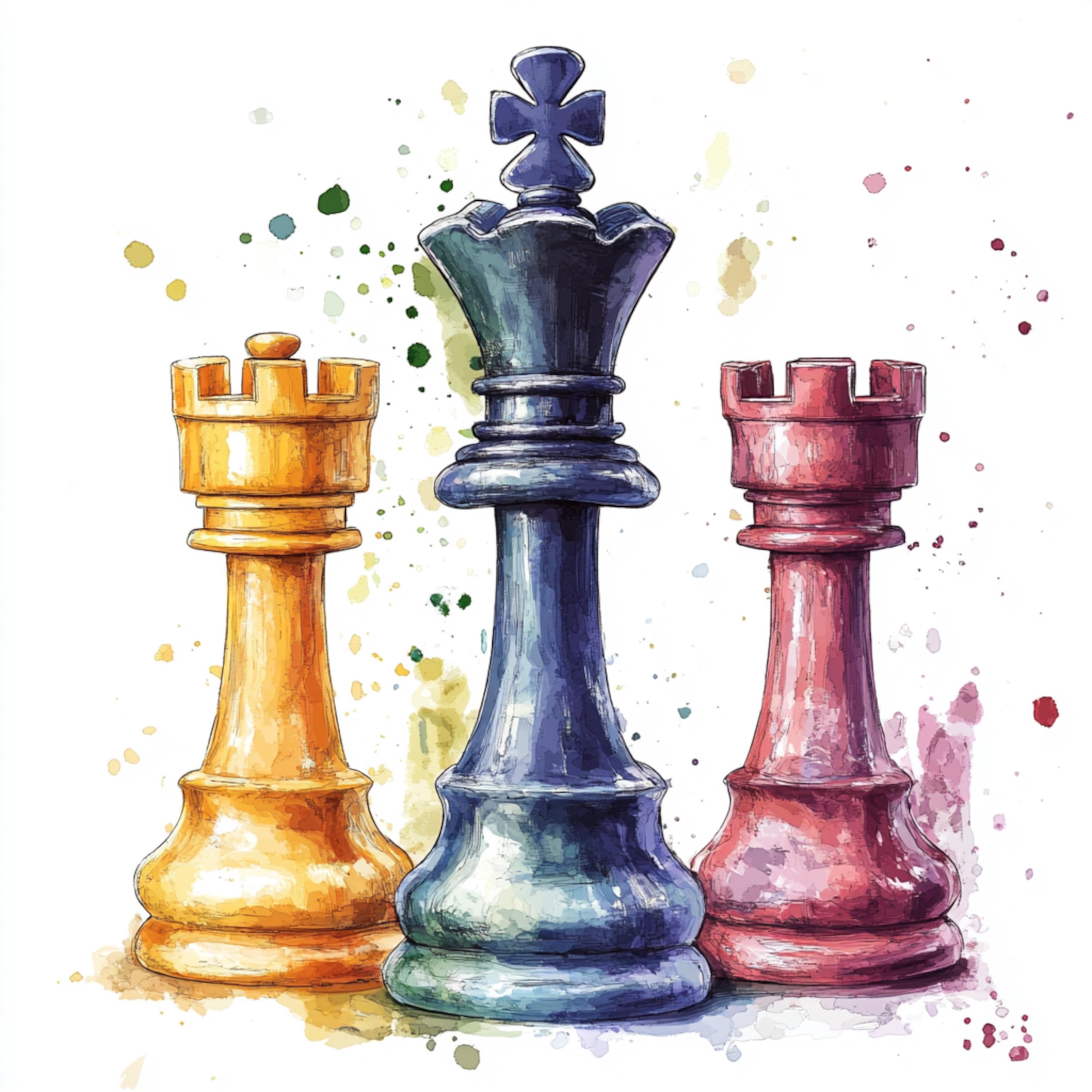 Printable Elegant Chess, Watercolor Luxury Chess, Commercial Use, Paper ...
