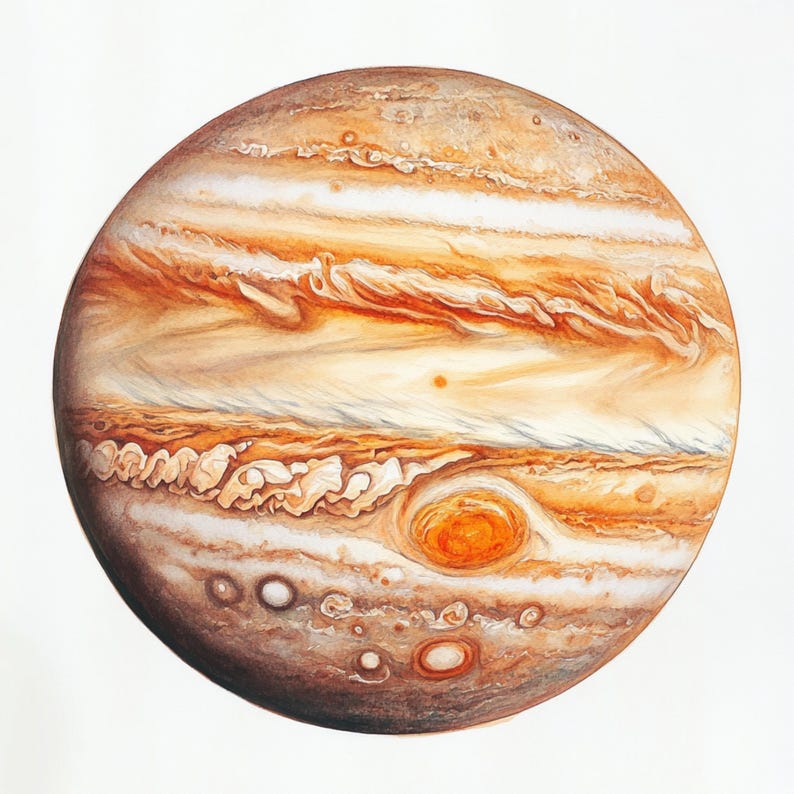 Printable Jupiter Art, Watercolor Jupiter, 10 Planet Clipart, Printable ...