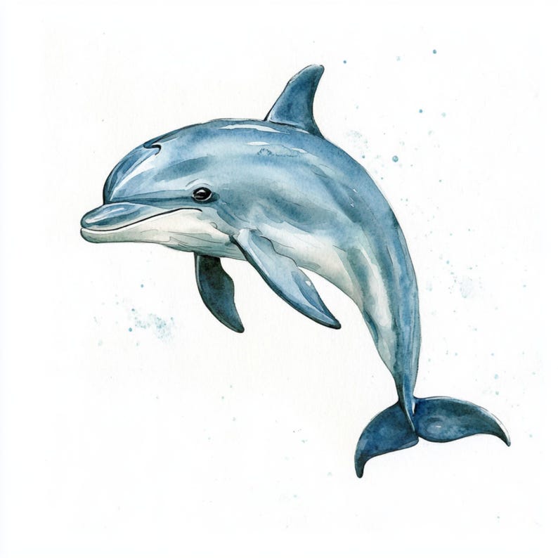 10 Printable Dolphin Clipart, Dolphin Watercolor, Nautical Clipart ...