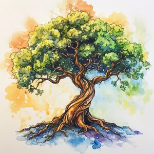 10 Mythical Tree Clipart, Spiritual Trees Art, Printable Watercolors ...