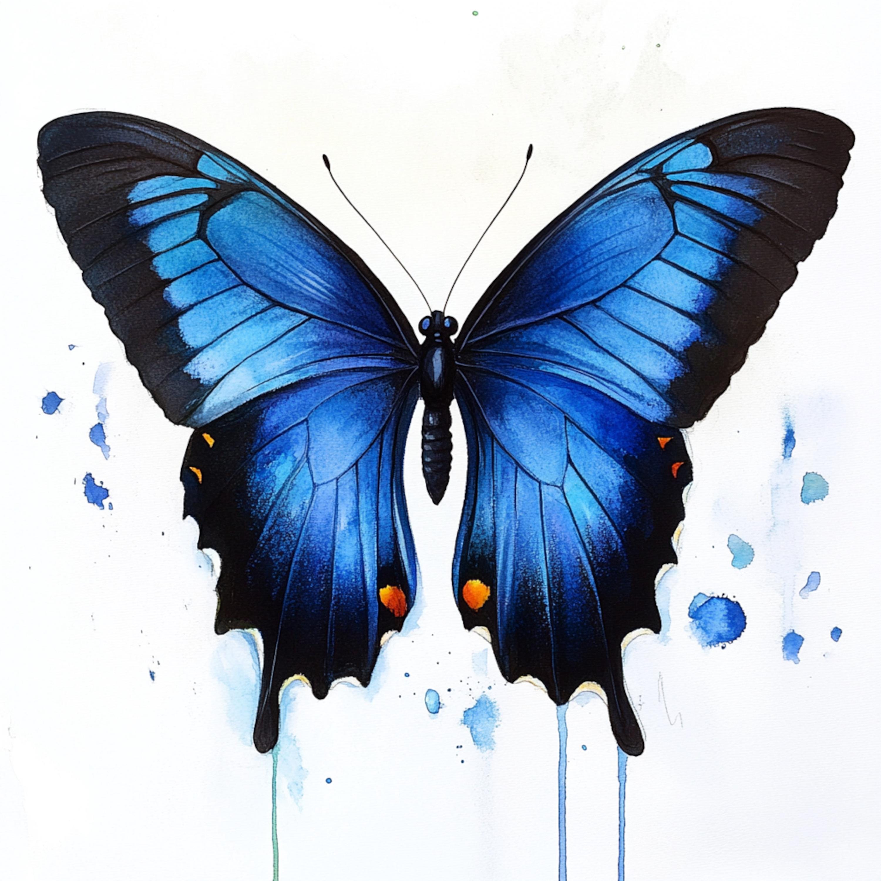 Printable Blue Butterfly, Ulysses Butterfly on White Bachground ...