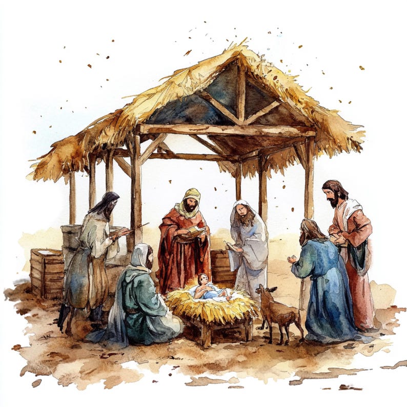 Nativity Scene Clipart, 10 High Quality Jpgs, Beautiful Christmas ...