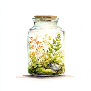 10 Printable Terrarium, Glass Terrarium, Botanical Terrarium Decor ...