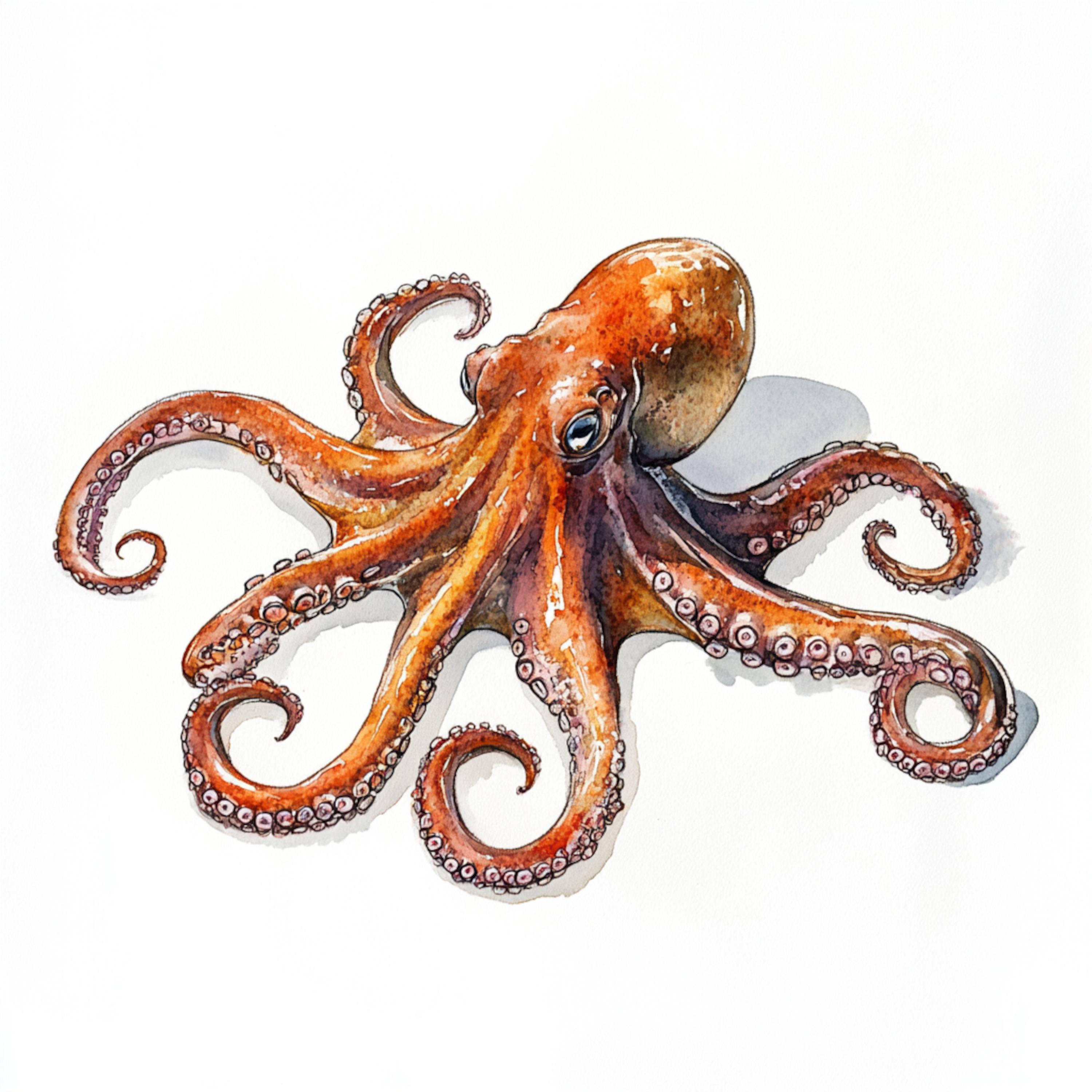 Printable Octopus Clipart, Octopus Watercolor, Nautical Clip Art ...