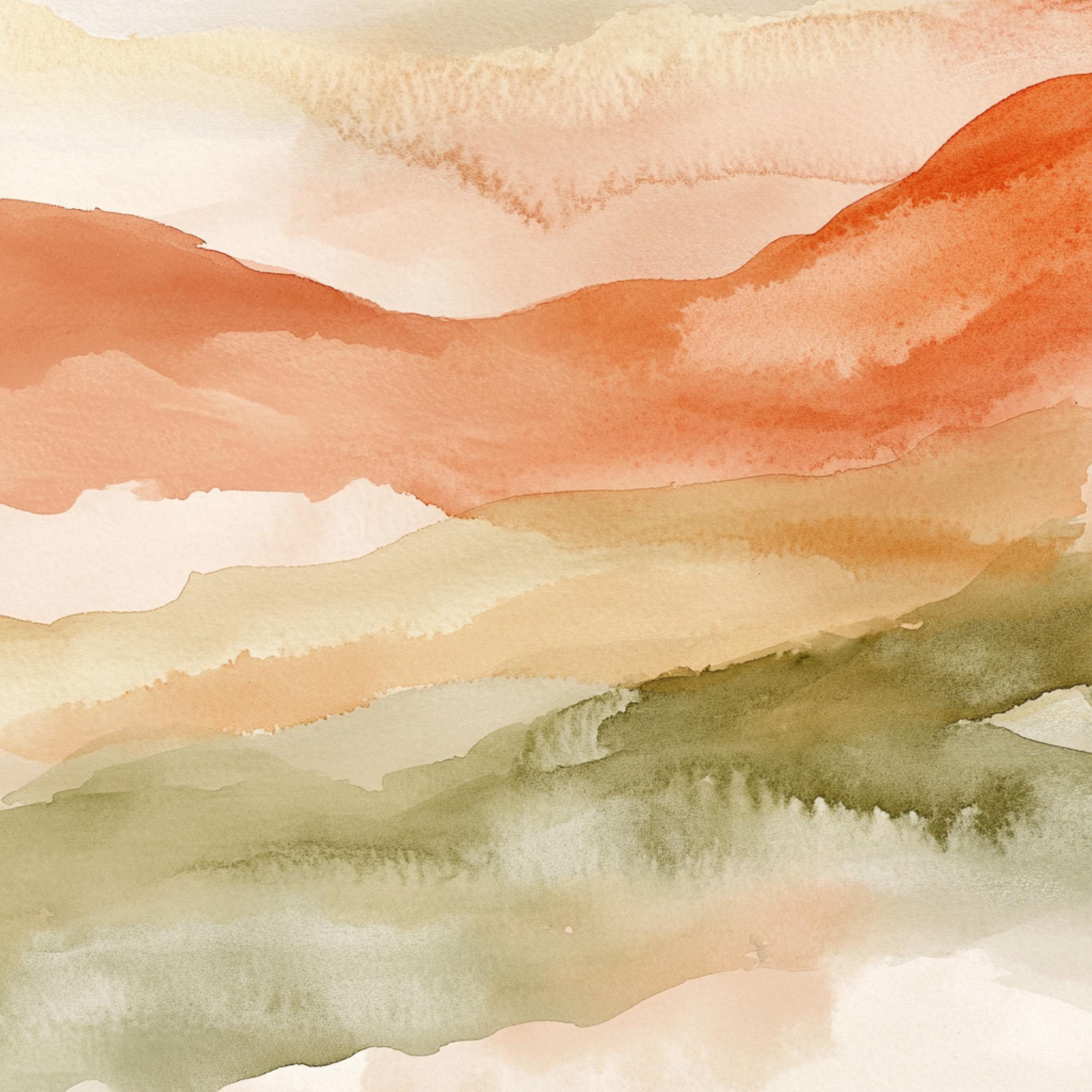 10 Printable Watercolor Abstract Landscape, Watercolor Terracotta ...