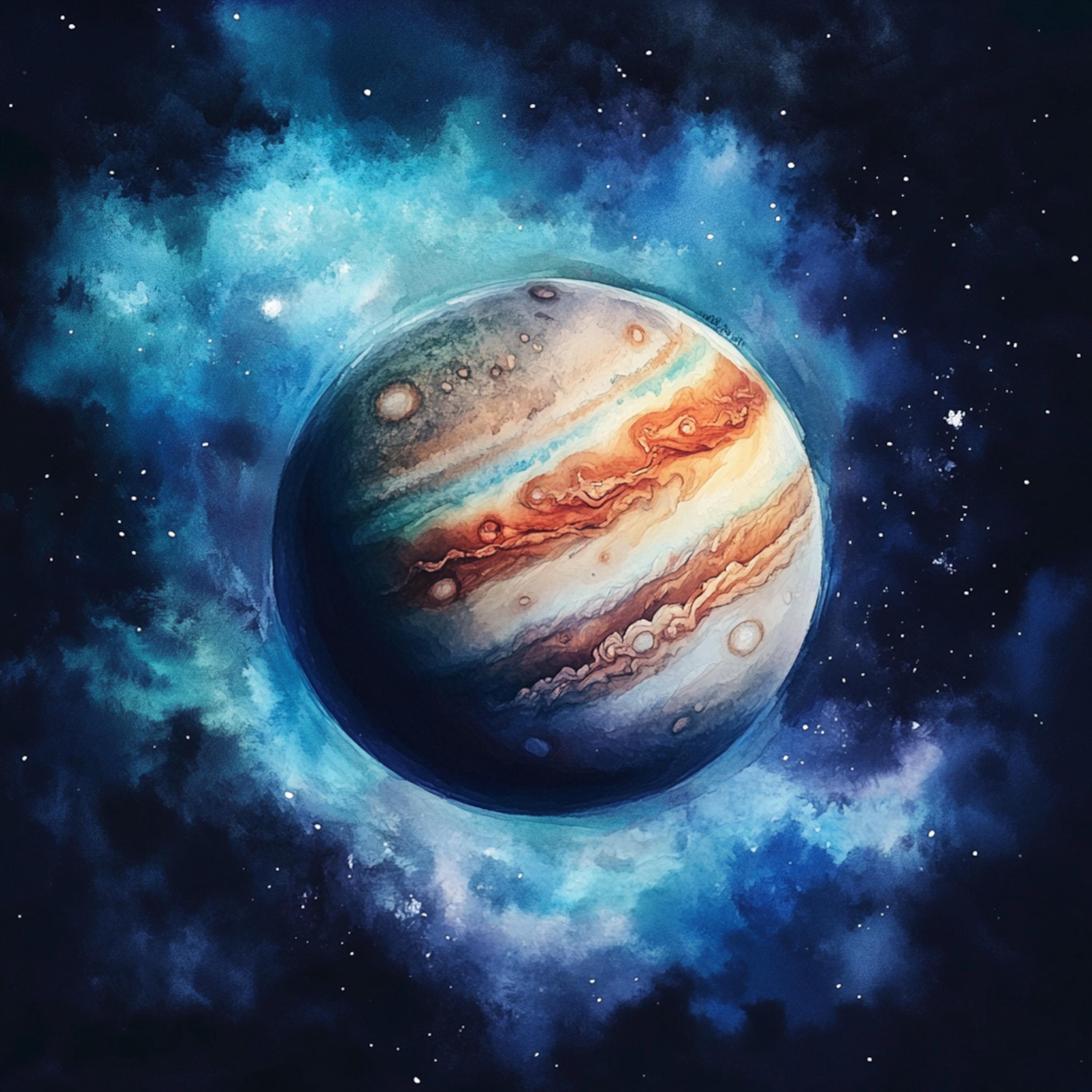 Printable Jupiter Art, Watercolor Jupiter, 10 Planet Clipart, Printable ...