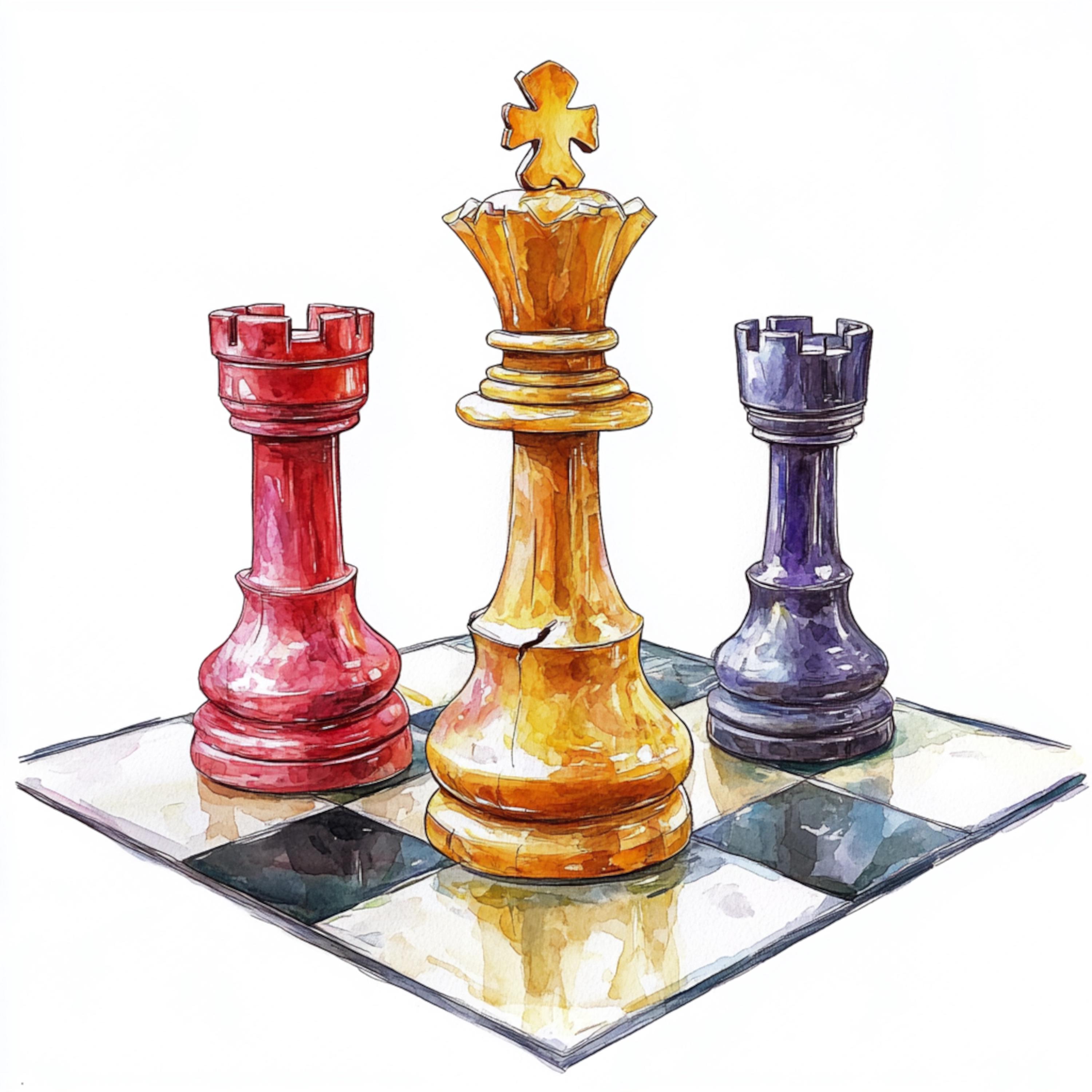 Printable Elegant Chess, Watercolor Luxury Chess, Commercial Use, Paper ...