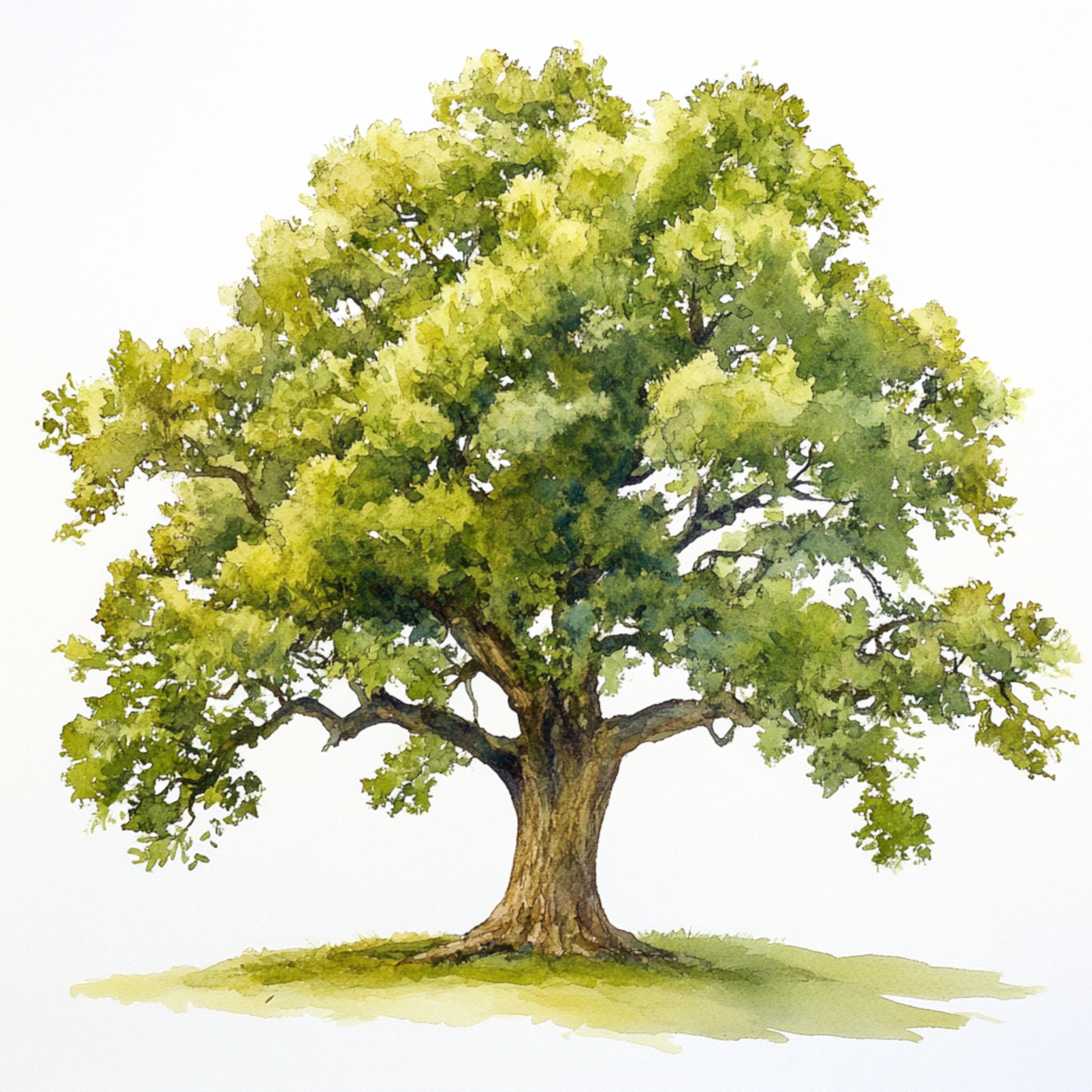 10 Printable Oak Trees, Botanical Art, Green Tree Decor, Oak Trees Art ...