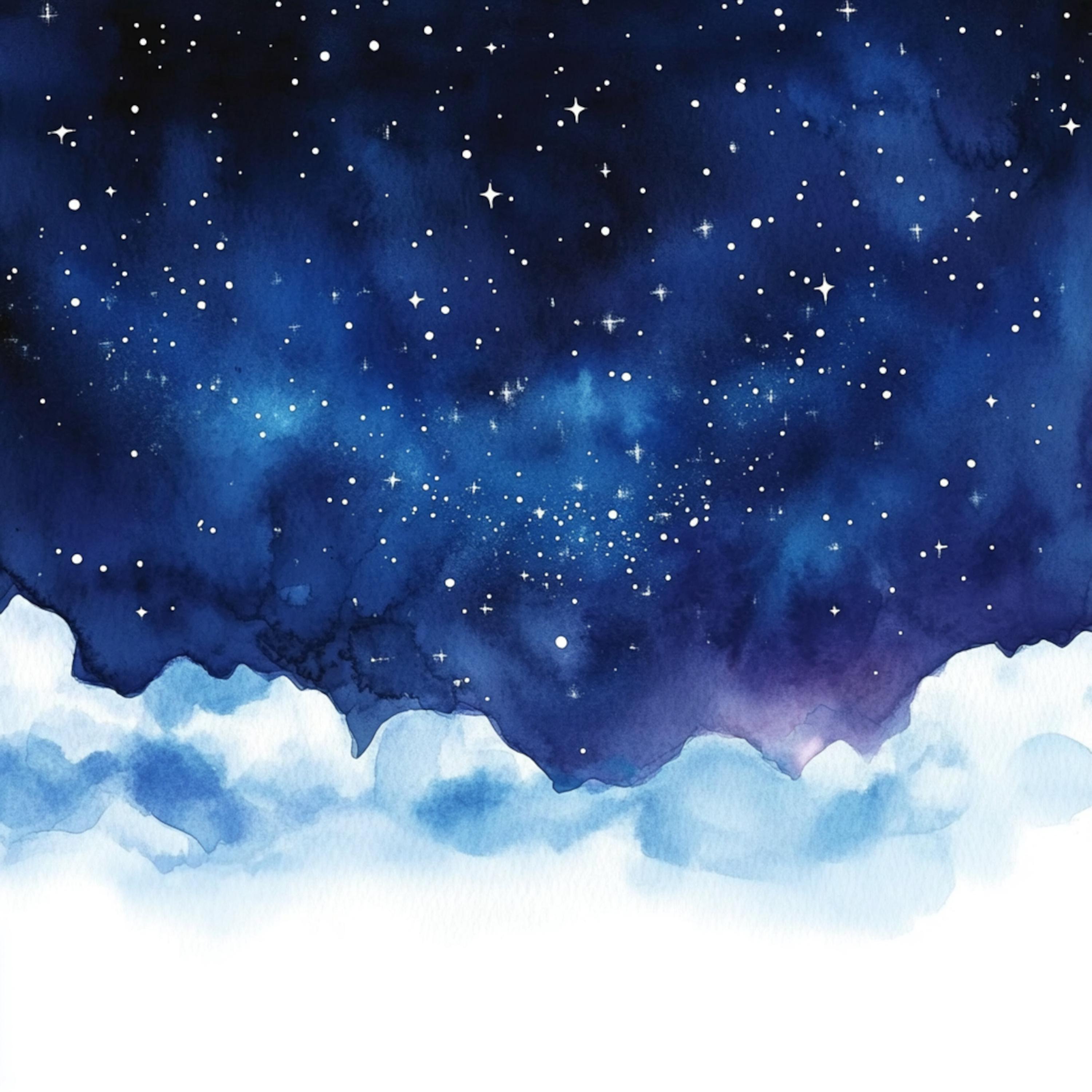 10 Printable Star Night Art, Watercolor Star Night Sky, Cartoon Star ...