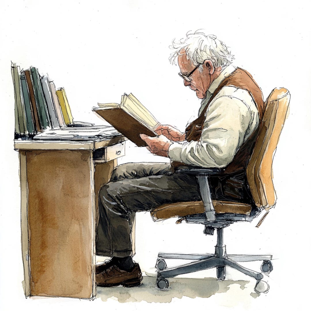 Printable Elderly Reading Man, Elderly Man Sitting With Book ...