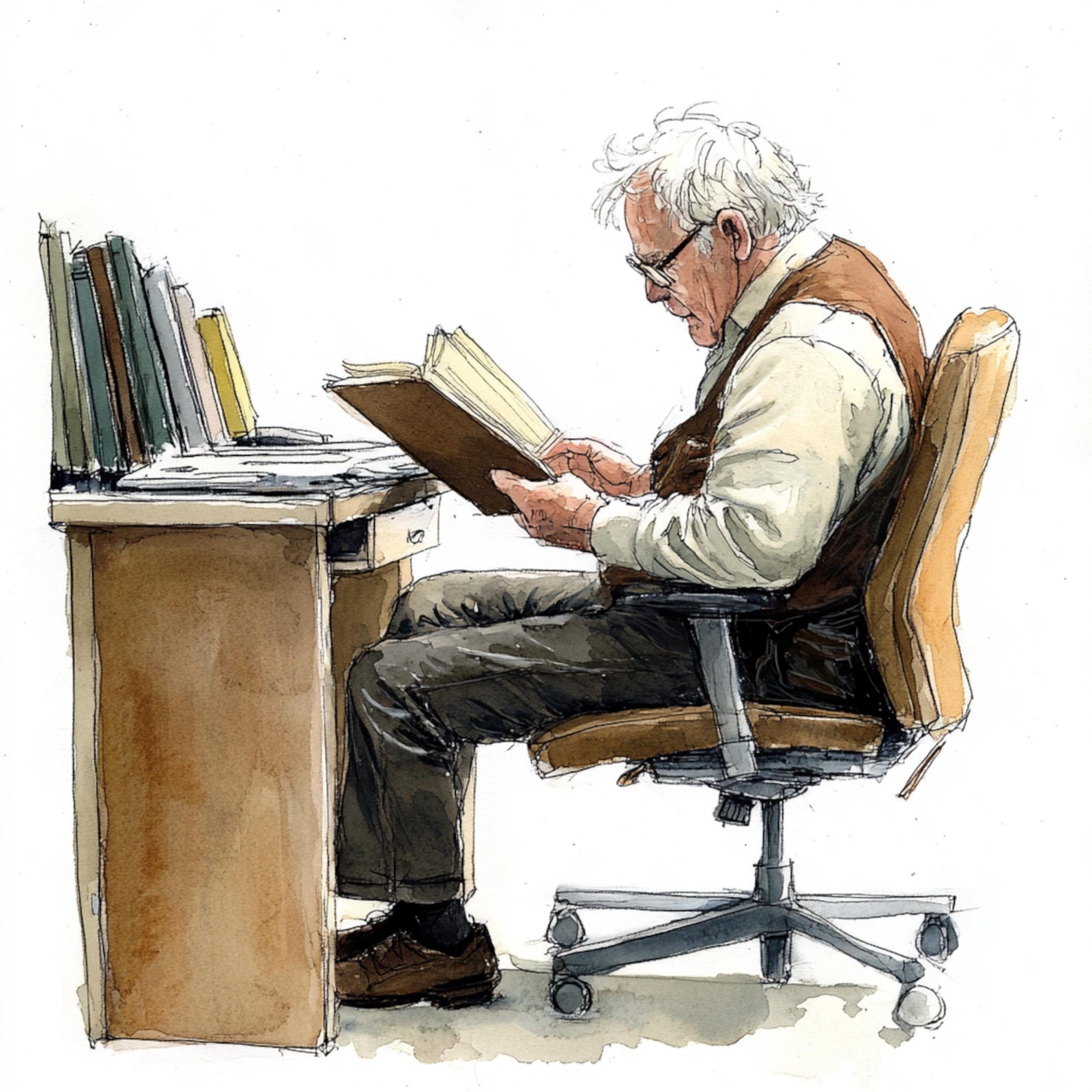 Printable Elderly Reading Man, Elderly Man Sitting With Book ...